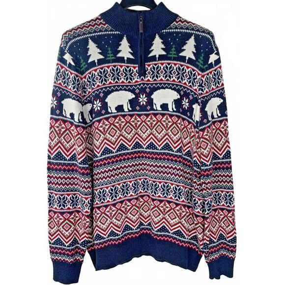 Aspen | Sweaters | Aspen Polar Bear Fair Isle Cotton Knit Christmas ...
